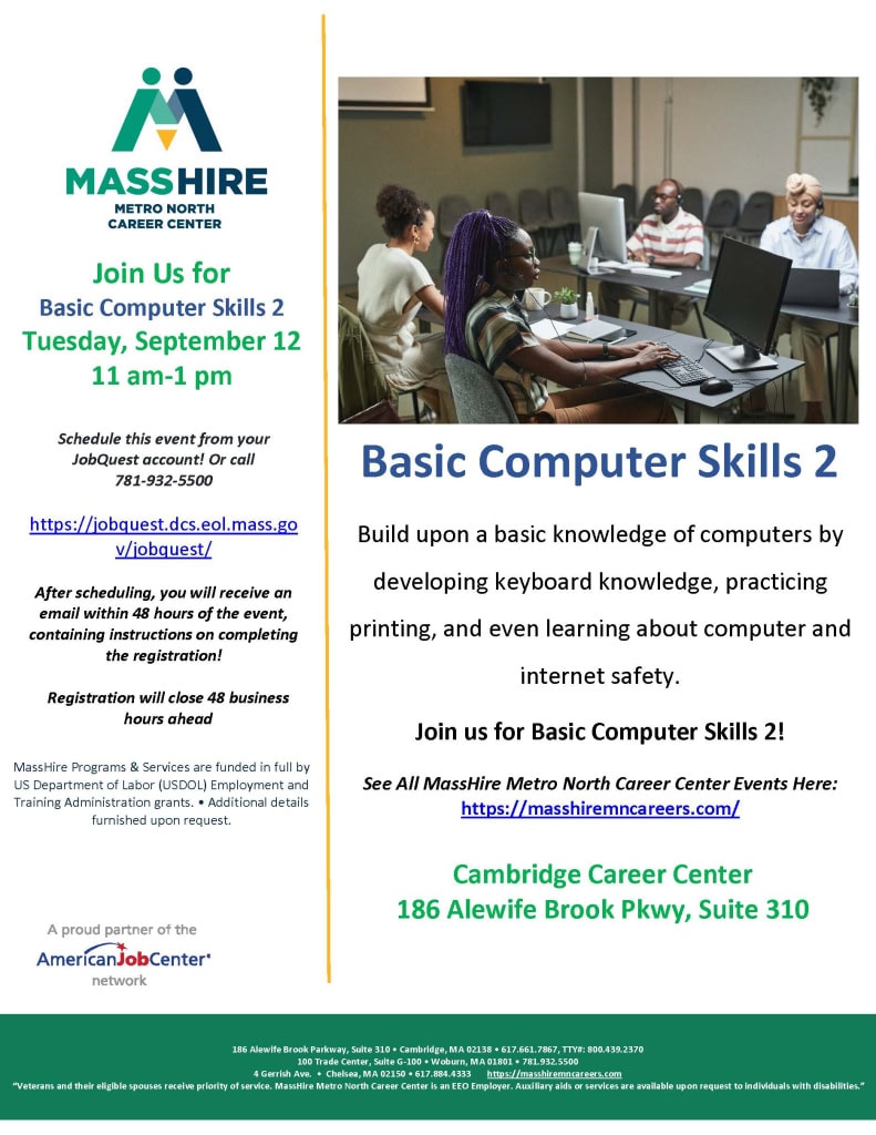 Basic Computer Skills 2 - MassHire Metro North Career Center