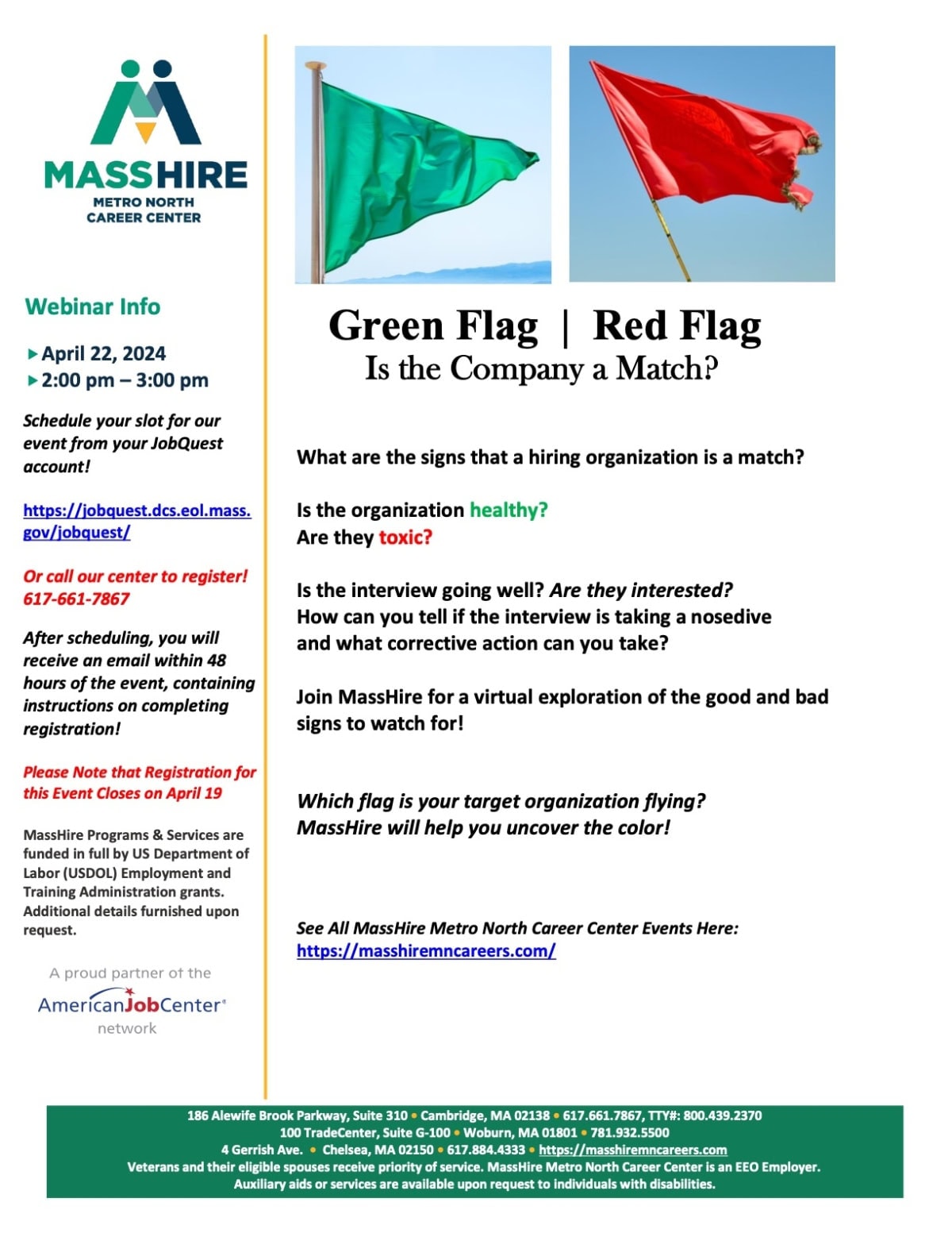 Green Flag, Red Flag: Match? - MassHire Metro North Career Center