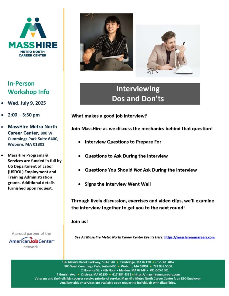 Interviewing Dos & Don'ts - MassHire Metro North Career Center