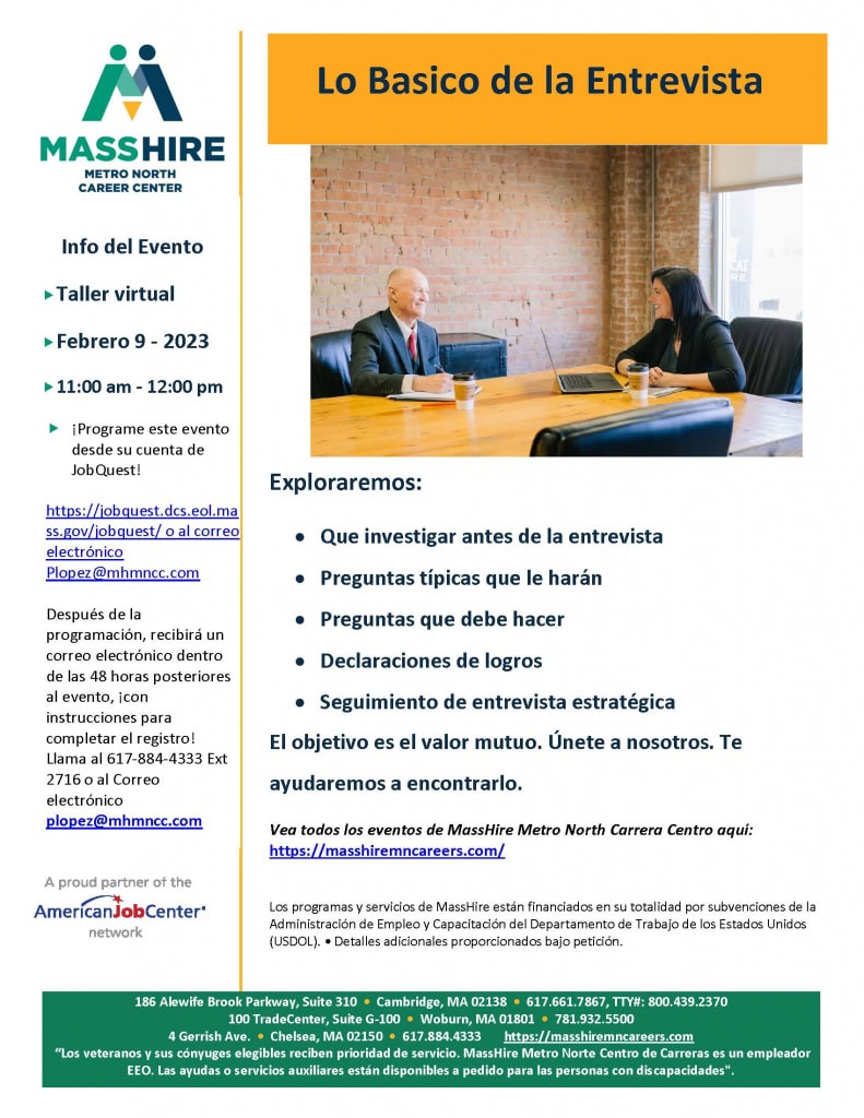 Lo Basico de la Entrevista - MassHire Metro North Career Center