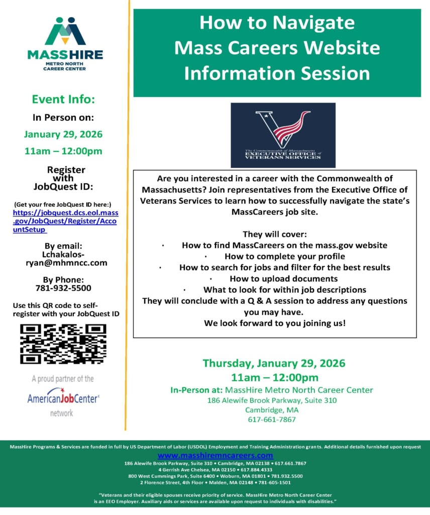 Info Session - Mass Careers - MassHire Metro North Career Center