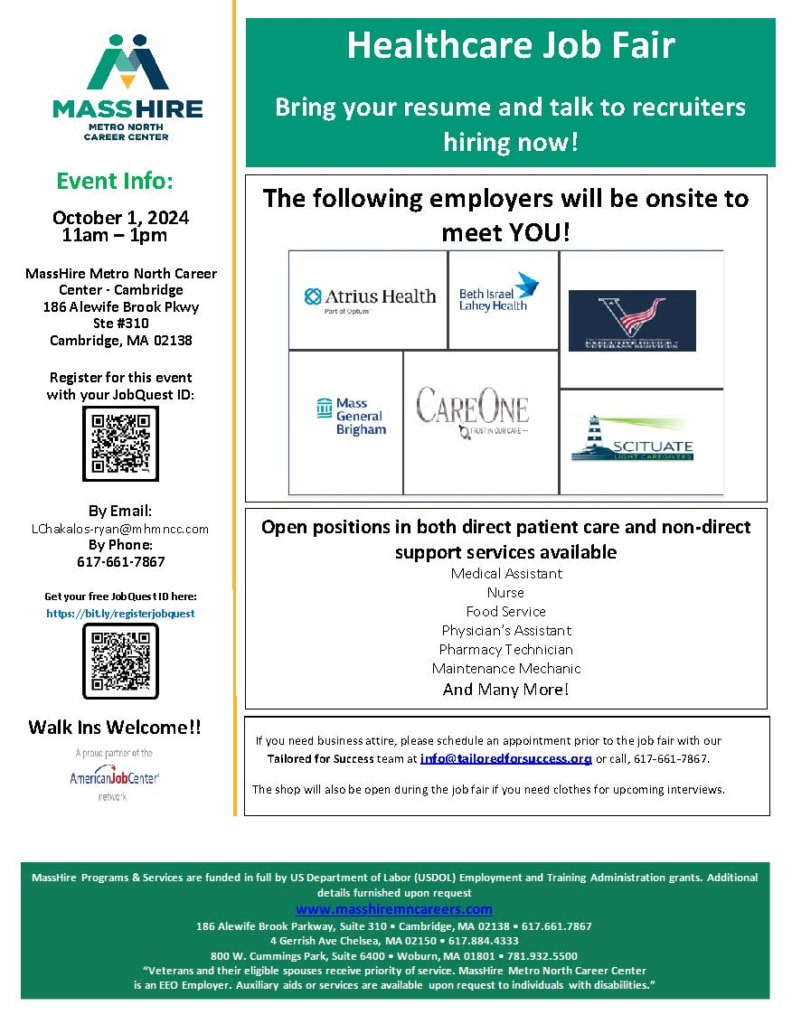 Healthcare Job Fair - MassHire Metro North Career Center