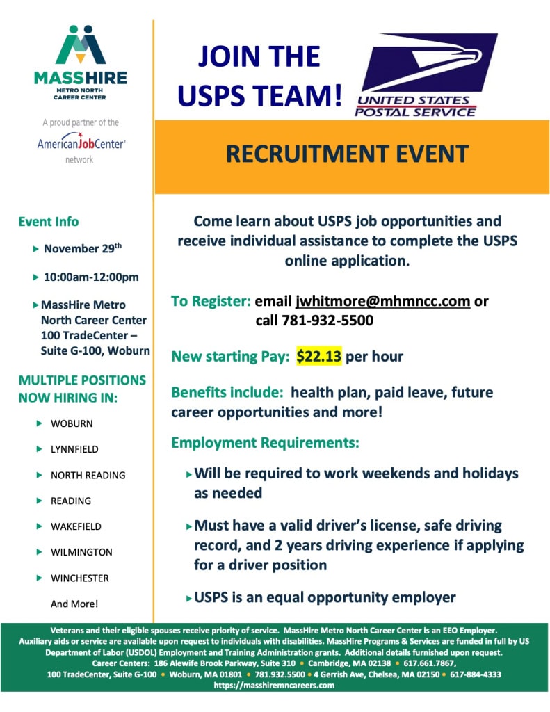 Recruitment - USPS - MassHire Metro North Career Center