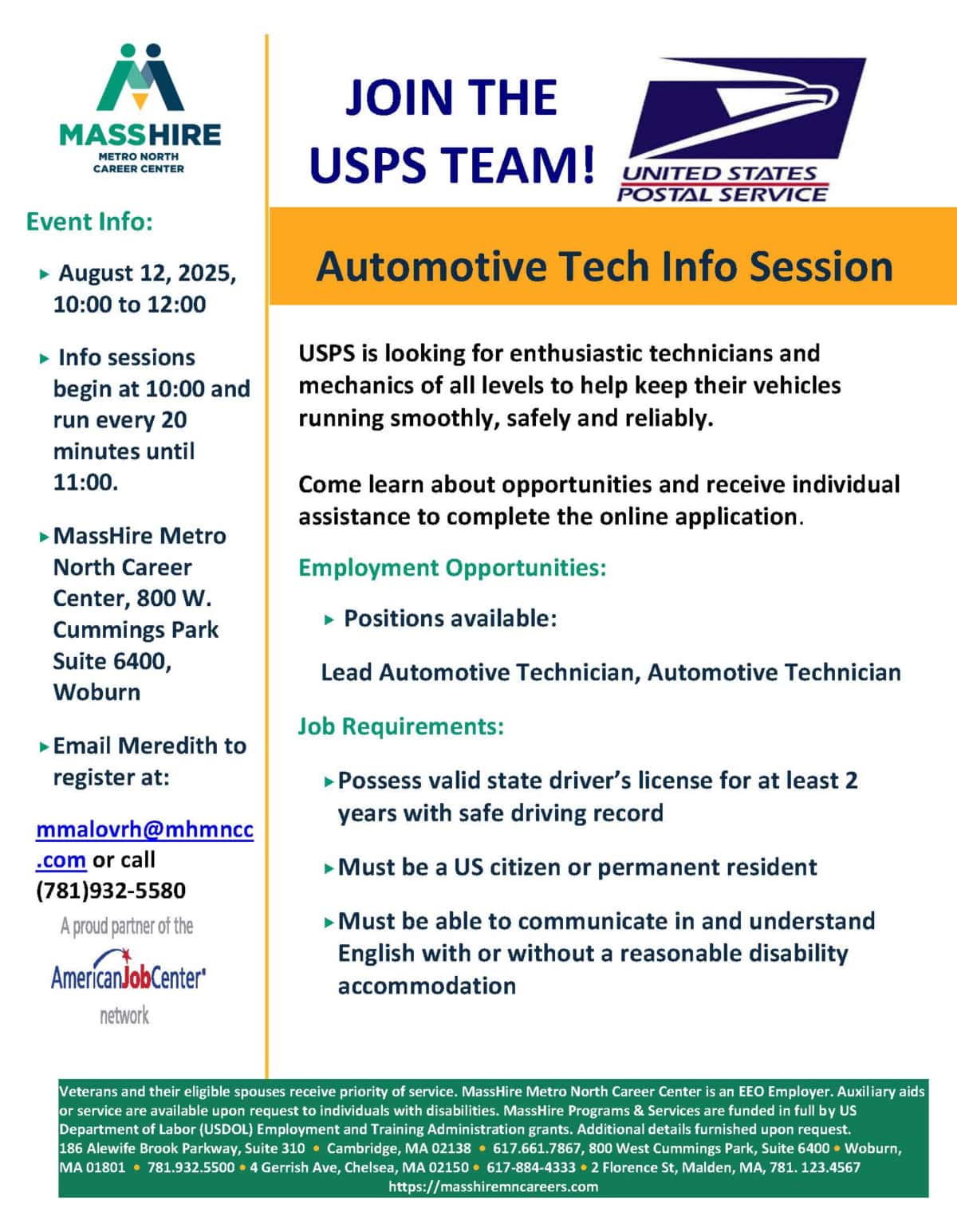 USPS Recruitment - MassHire Metro North Career Center